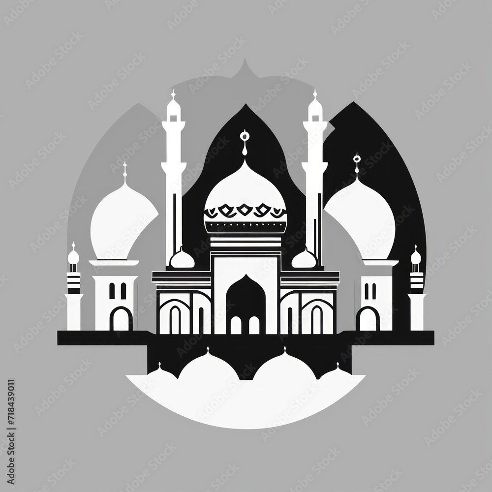 illustration of a icons mosque. icon set Ramadan or Ramadhan. icon set ...