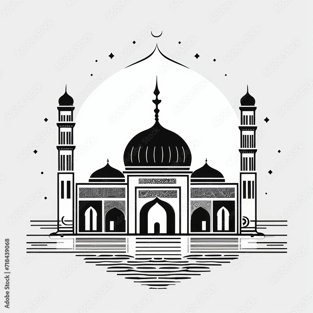 illustration of a icons mosque. icon set Ramadan or Ramadhan. icon set ...