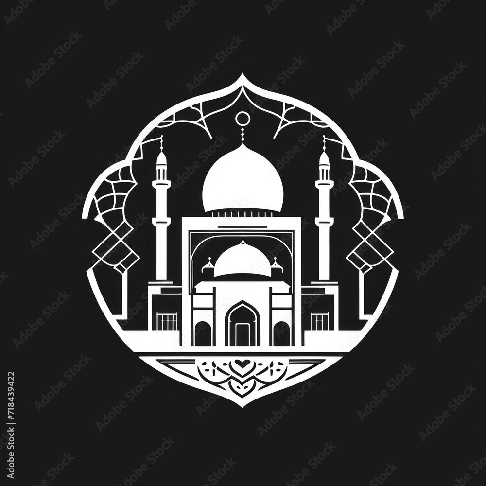 illustration of a icons mosque. icon set Ramadan or Ramadhan. icon set ...