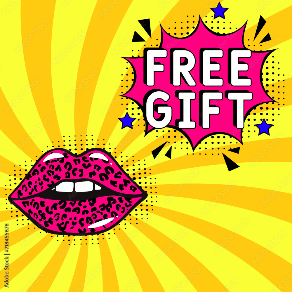 Free Gift banner design template. Social media poster design. Comic ...