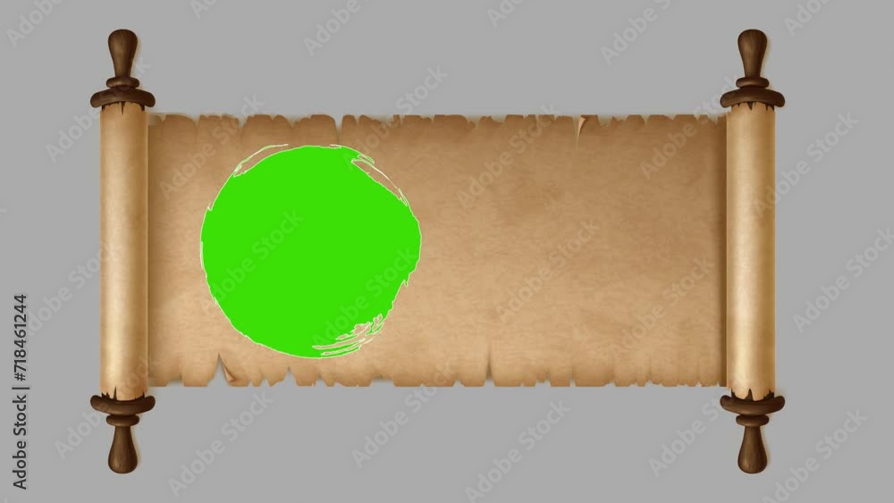 Old Paper Scroll 3d roll 4k parchment animation open up from left to ...