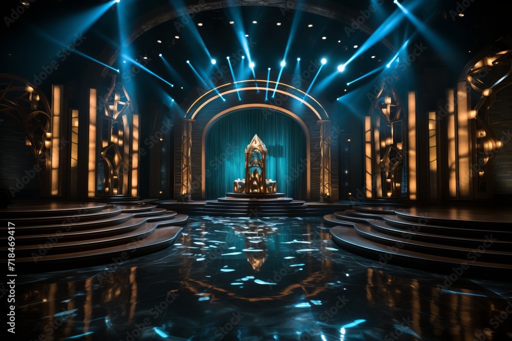 Awards stage with a backdrop featuring sponsor logos, Generative AI ...
