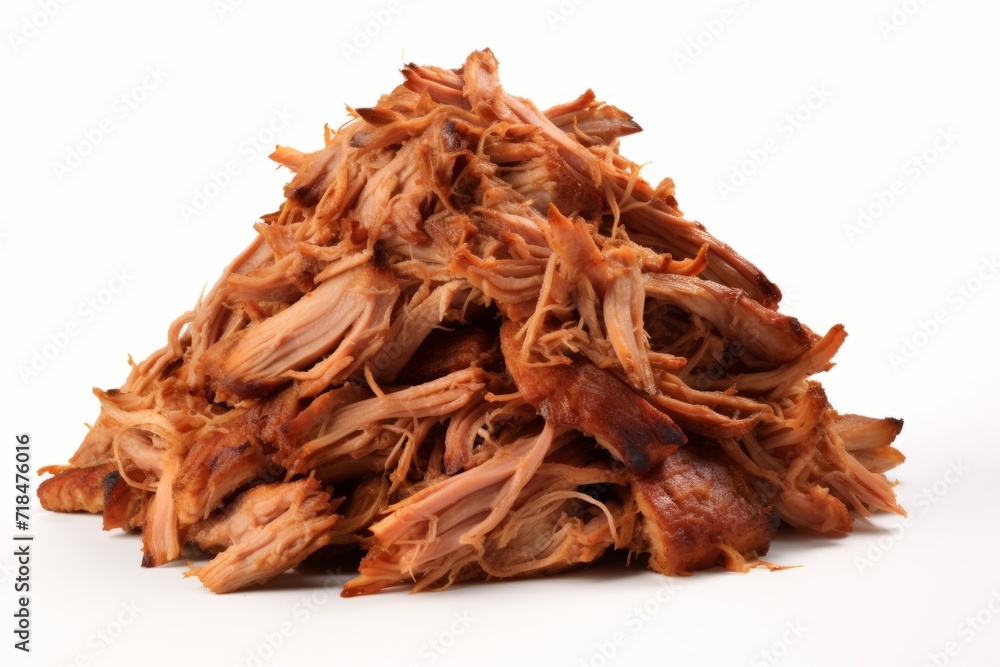 Barbecue Pulled Pork Cut, Slow-Cooked and Piled High, on an Isolated ...