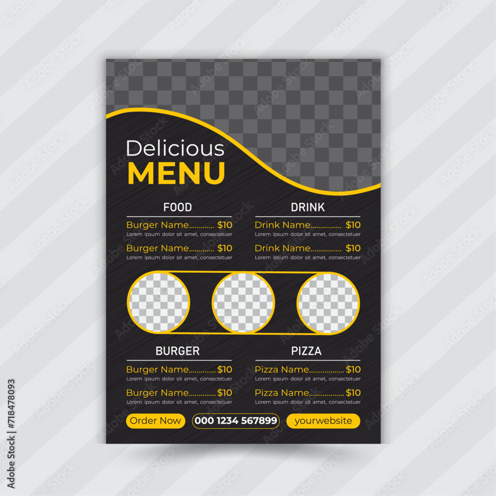 Food Menu Flyer Design Template and restaurant menu. Vector ...