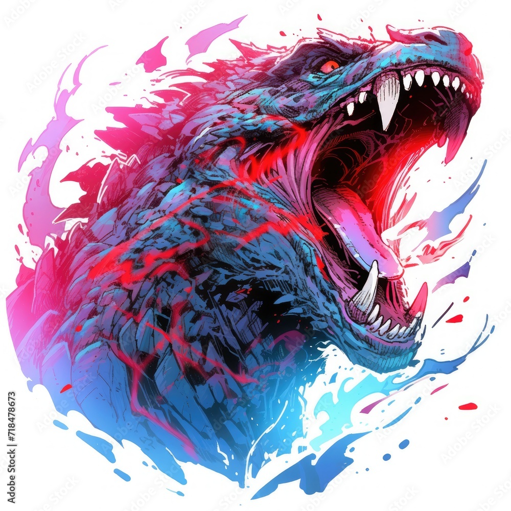 t-shirt design, character of Godzilla, cool, 8k, ultra-HD, detail ...