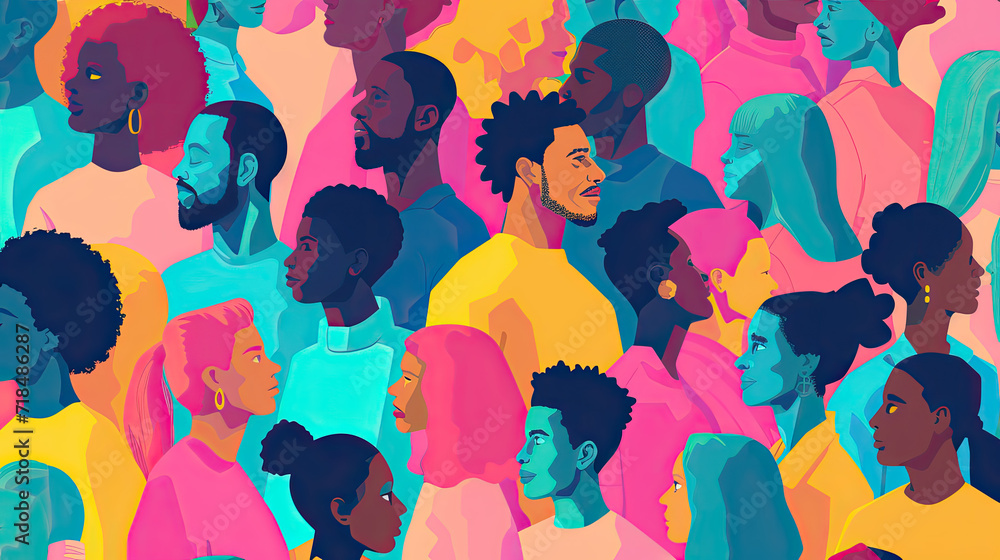 Diverse community coming together in unity and togetherness. Colorful ...