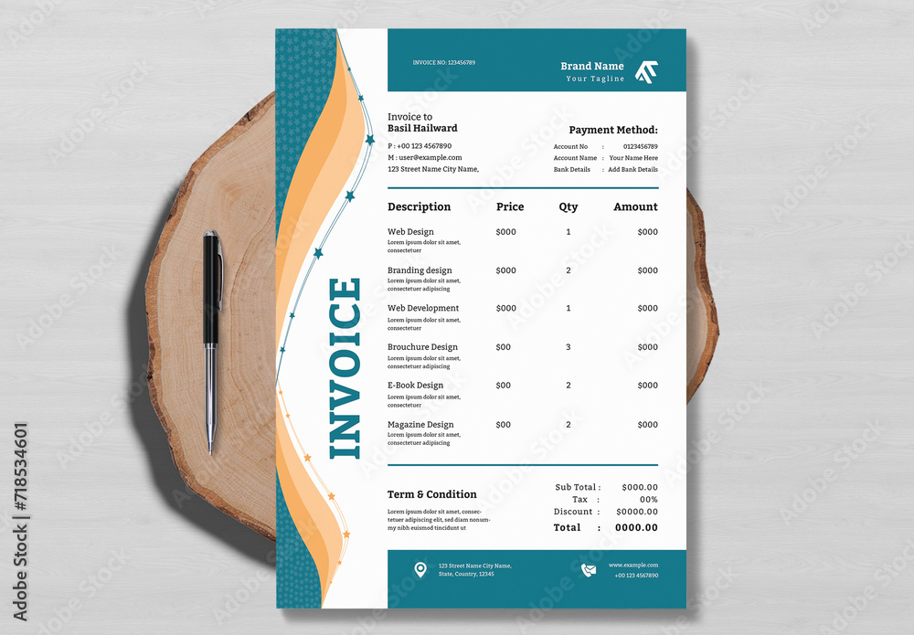 Modern Invoice Layout Stock Template | Adobe Stock
