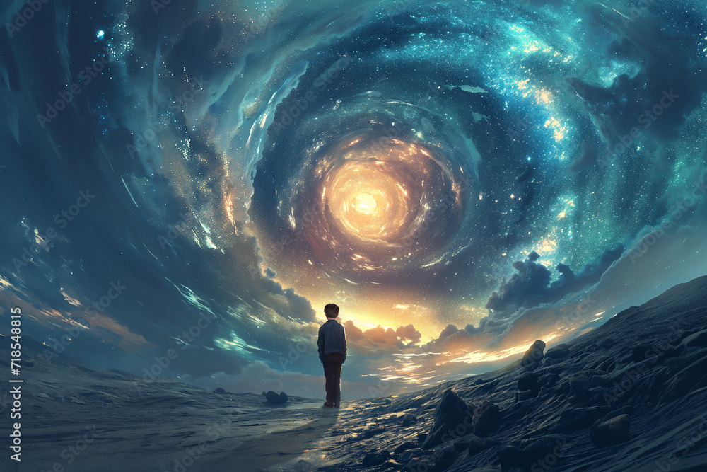 The silhouette embraces the beauty of contrasting elements - one serene ...