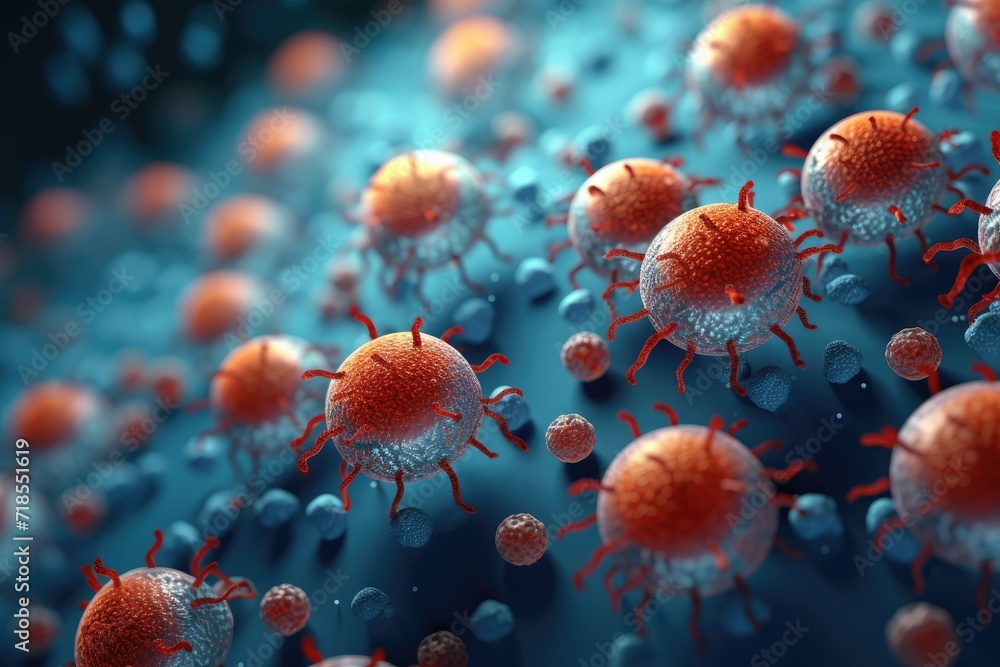 Virus cell 3D illustrations a 3D microscope view, Illustration ...
