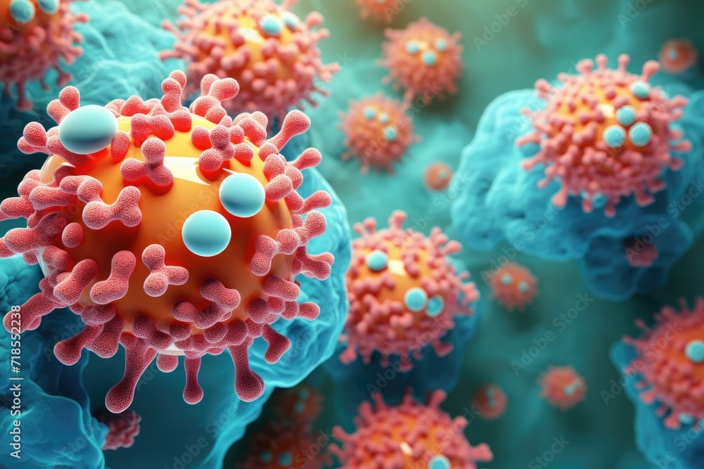 Virus cell 3D illustrations a 3D microscope view, Microscopic view of ...