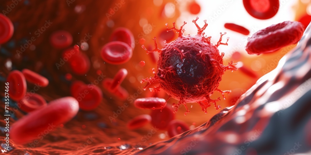 Horrible Red Cancer Cells Disease Spreading on an Organ inside Human ...