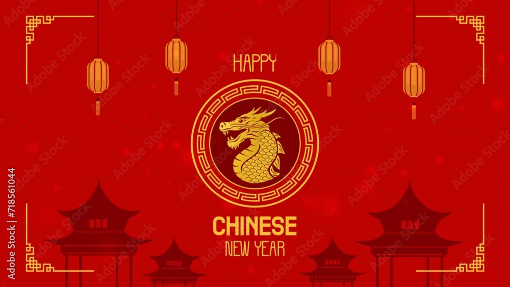 Stockvideo Happy Chinese New Year 2024 Zodiac Wood Dragon. Animation ...