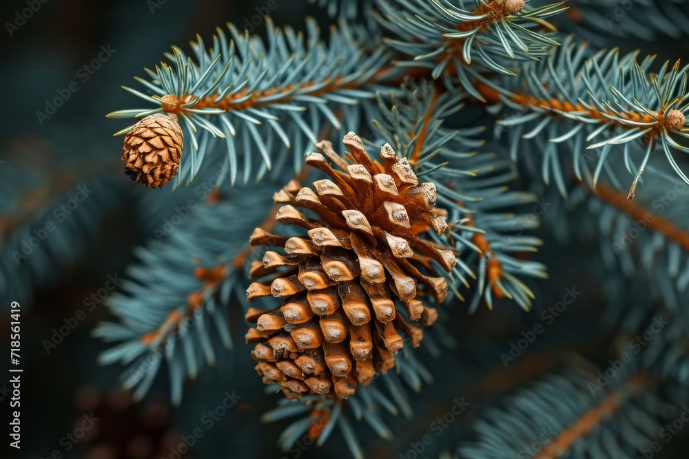 focus is on the intricately detailed scales of the cone which are ...