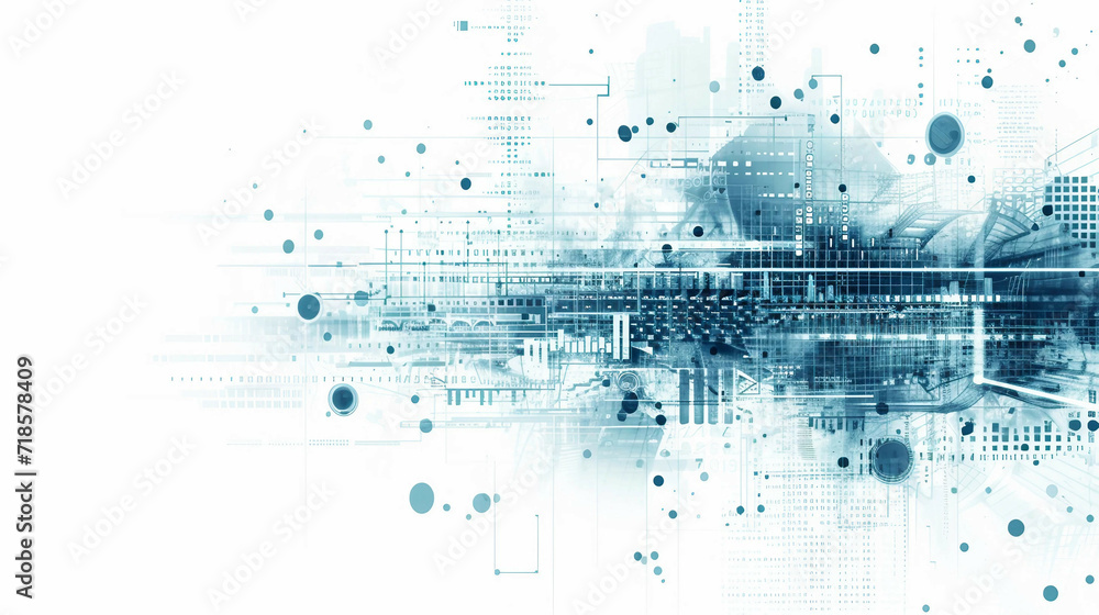 A Digital Technology Theme Pattern Blue Watercolor Painting Backdrop ...