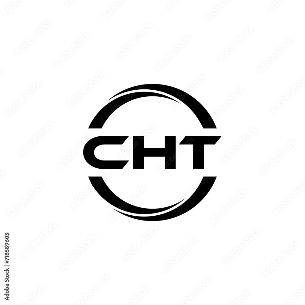 CHT letter logo design with white background in illustrator, cube logo ...