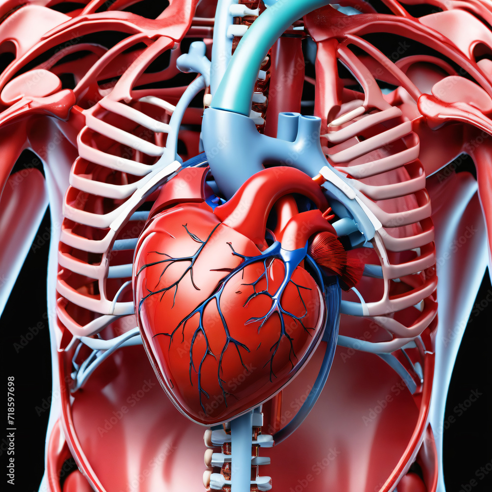 3D Human heart internal organs with blood vessels medical science Free ...