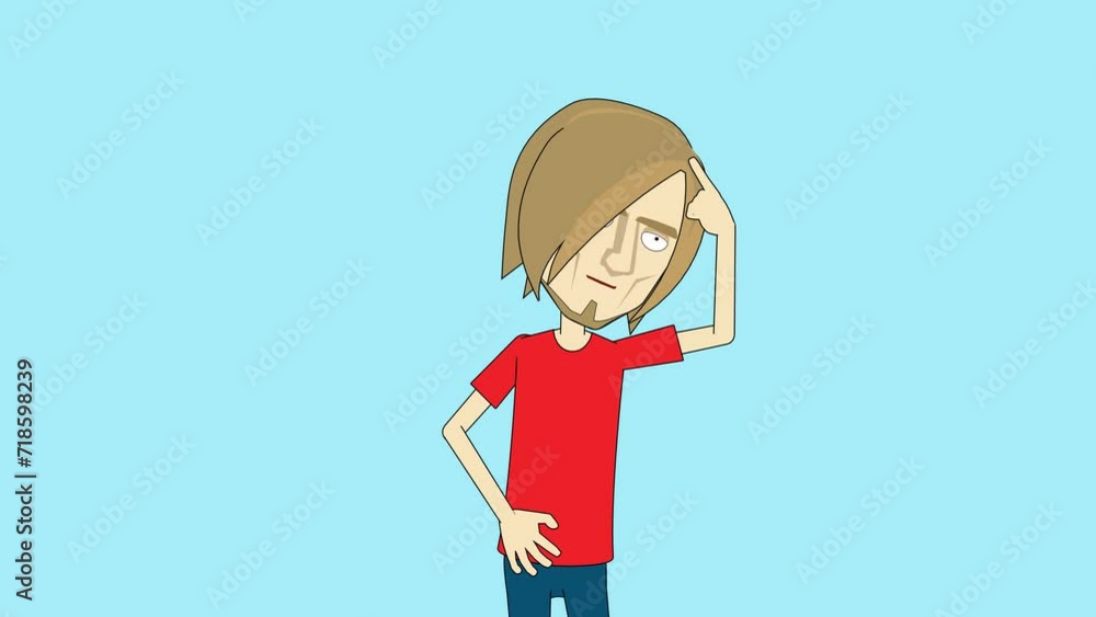 getting idea, man thinking for answer, 2d character animation, decision ...