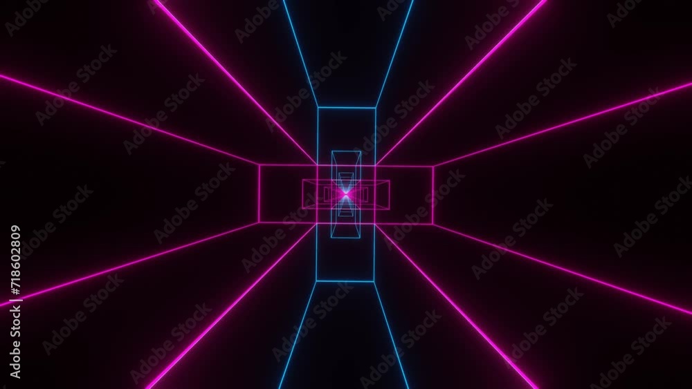 moving forward through a cross-shaped figure glowing with purple and ...