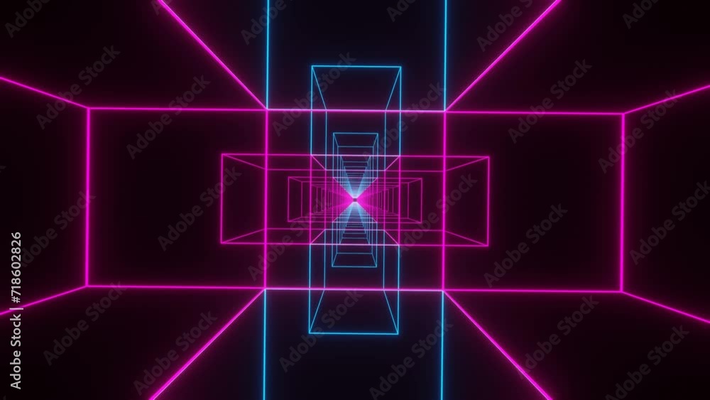 moving forward through a cross-shaped figure glowing with purple and ...