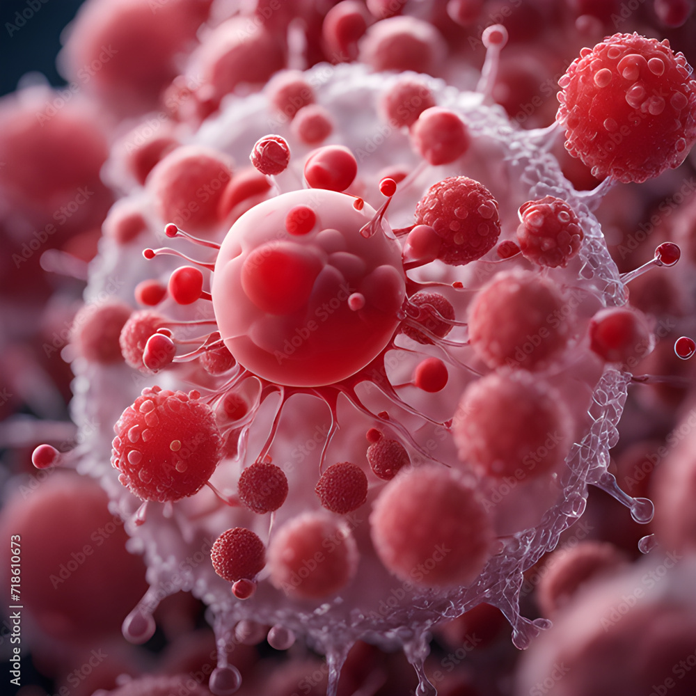 Virus cells in Blood on a Microscopic level, Red blood cells in veins ...