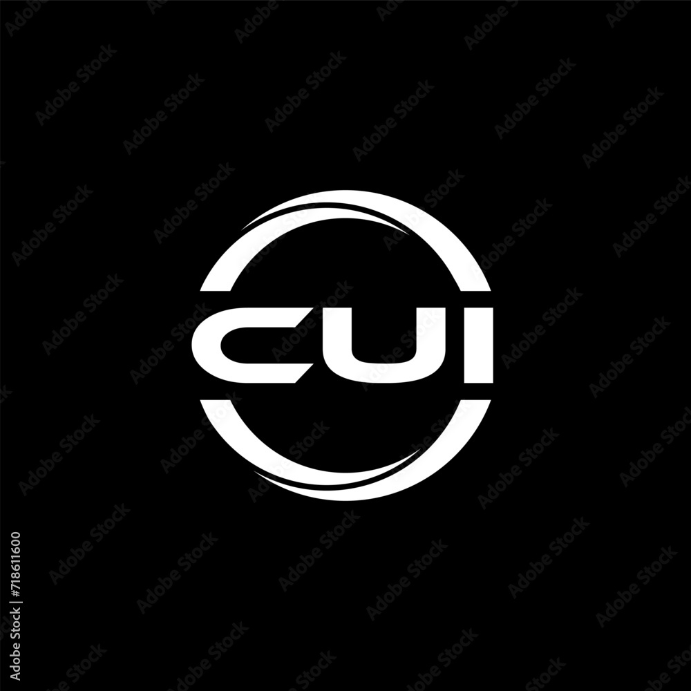 CUI letter logo design with black background in illustrator, cube logo ...