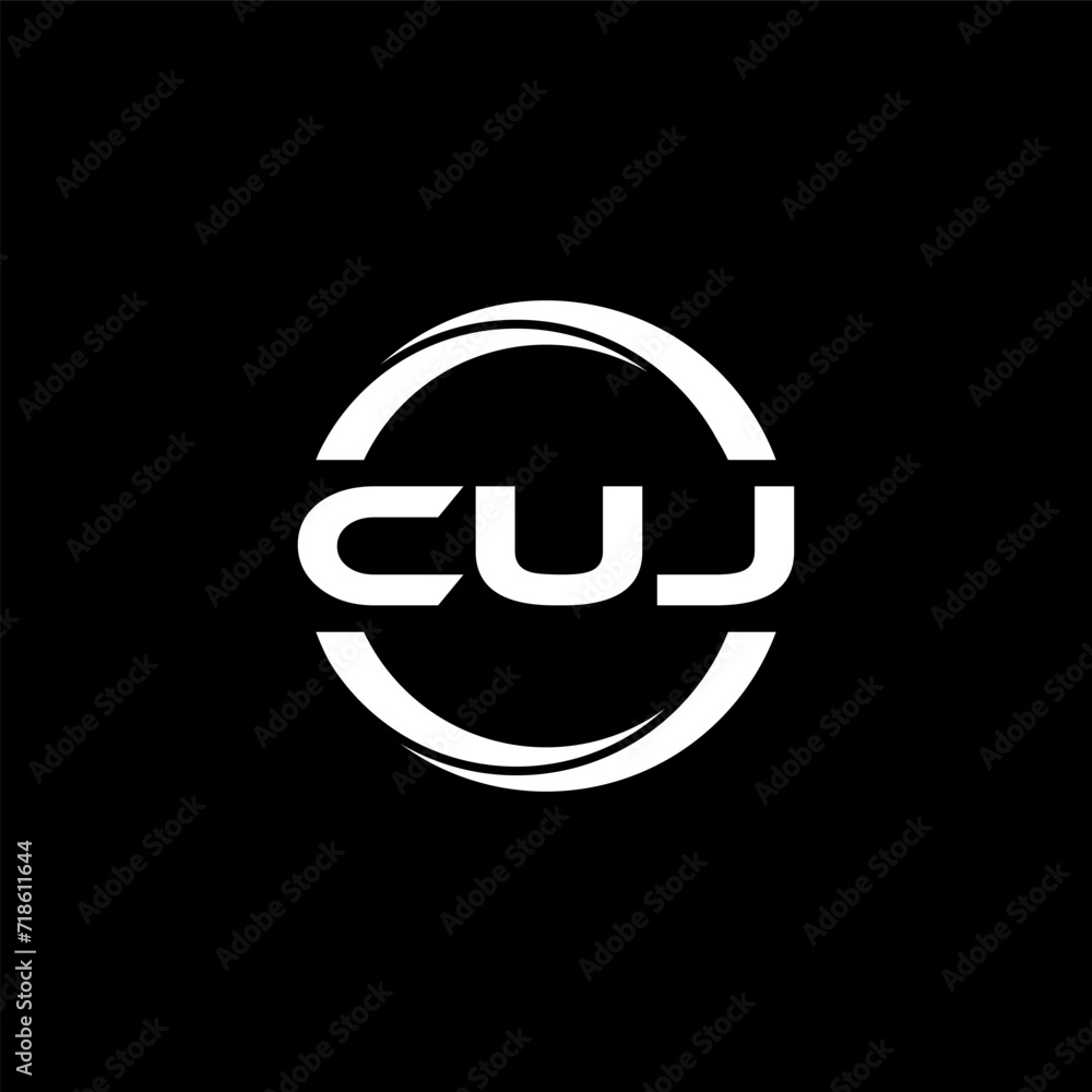 CUJ letter logo design with black background in illustrator, cube logo ...