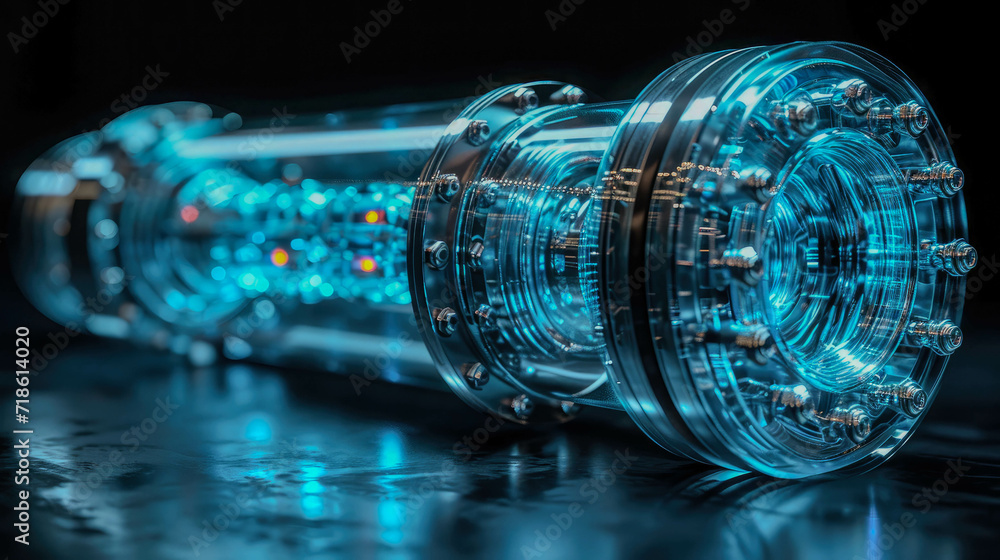 Industrial high tech transparent glowing translucent energy shell and ...