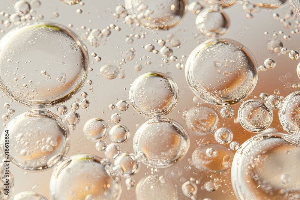 Retinol cosmetics sample with clear gel texture and bubbly background ...