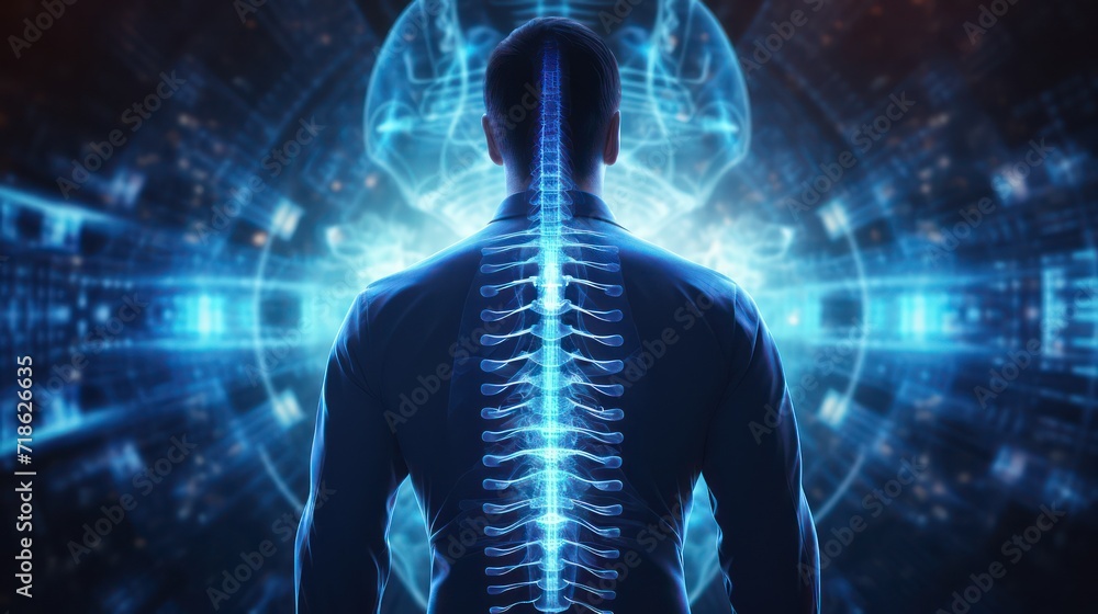 futuristic medical research of back spine back, spine, herniated disk ...