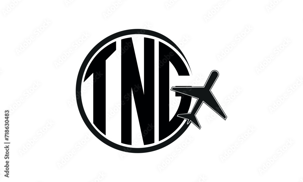 TNG three initial letter circle tour & travel agency logo design vector ...