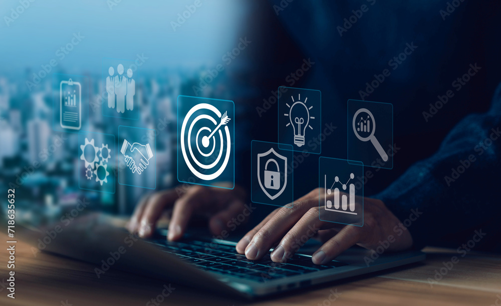 manager vision performance, target icon digital business growth ...