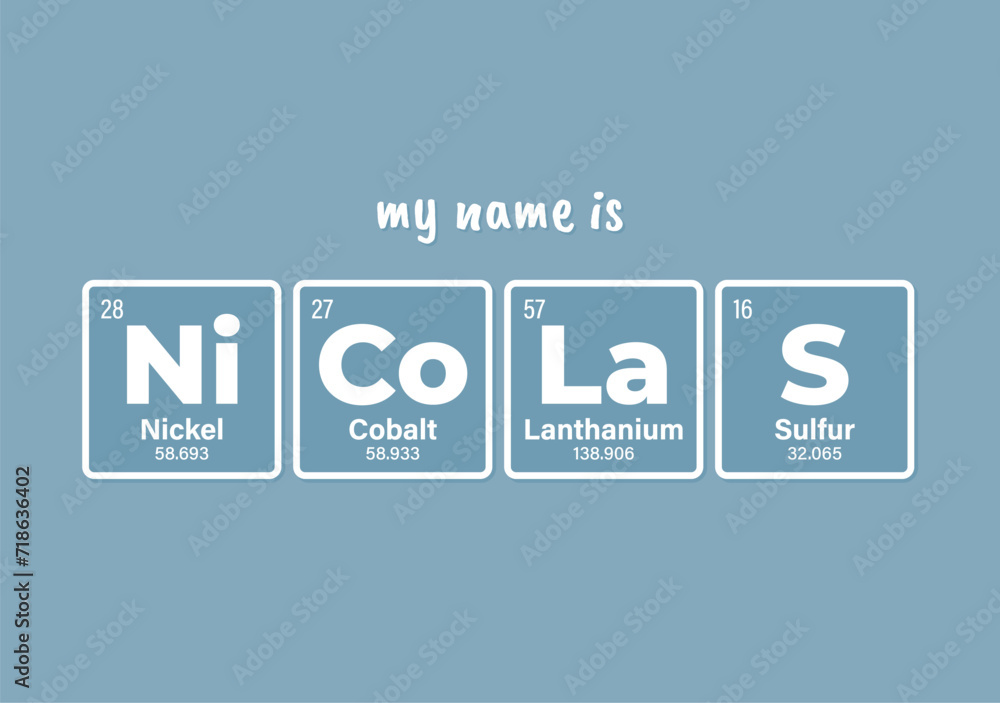Vector inscription name NICOLAS composed of individual elements of the ...
