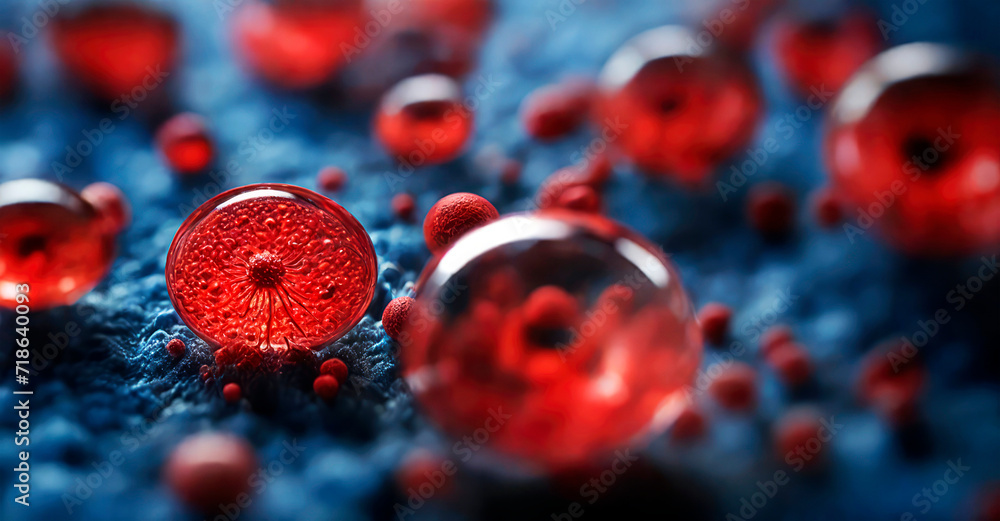 Microscope photo of a red blood cell. Abstract a red blood cell ...