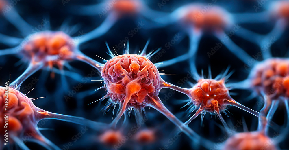 Microscope photo of brain cells. Abstract of brain cell background. Gen ...