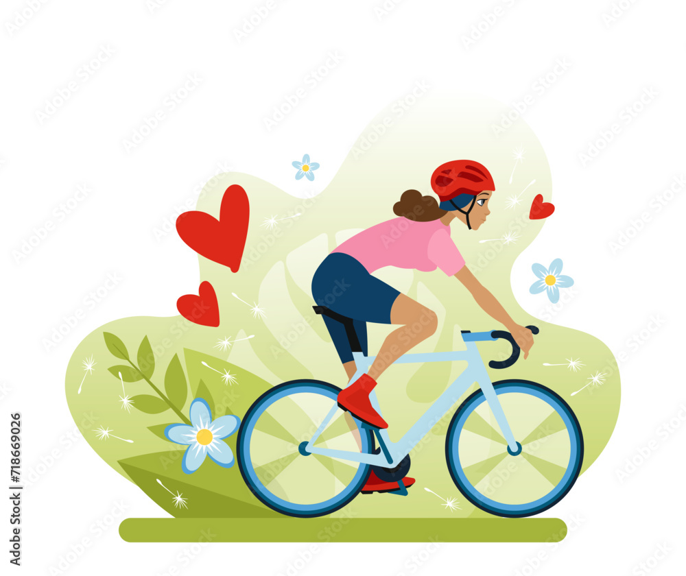 Bicycling. Summer sports - cycling. A walk in the park in the fresh air ...