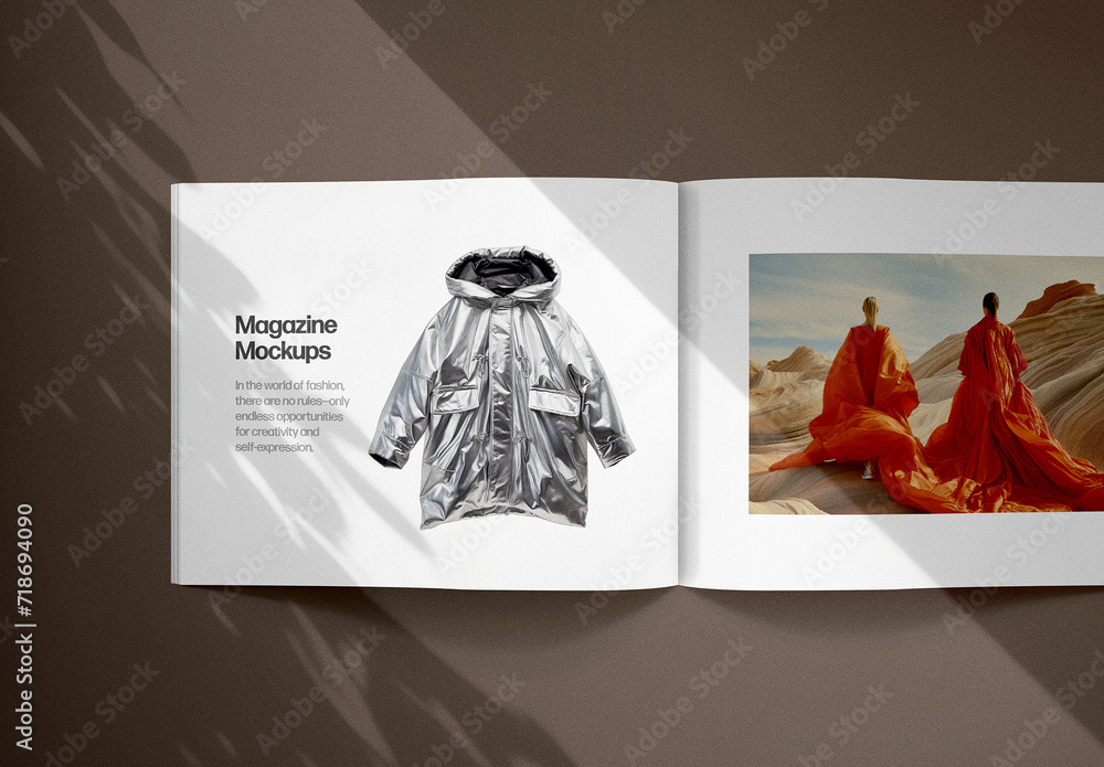 Magazine Pages With Shadow Overlays Mockup Stock Template | Adobe Stock