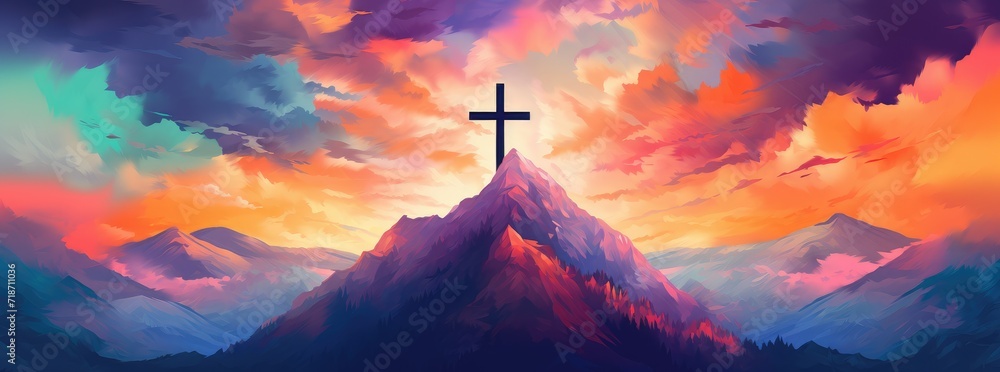 Divine Light: Majestic Cross Amidst Vibrant Skies Inspiring Faith ...