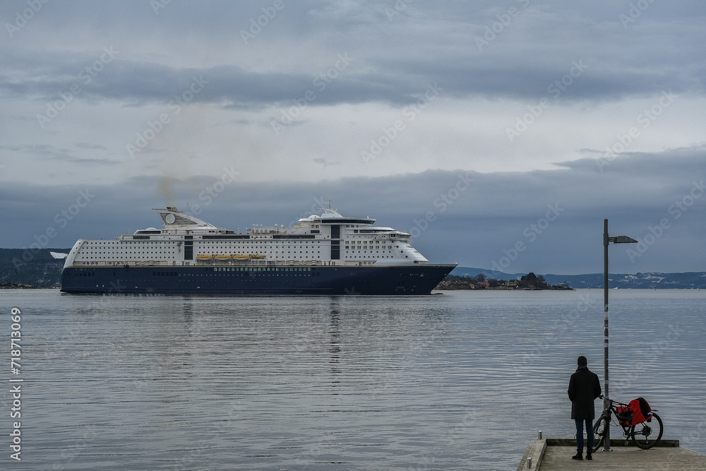 Color passenger freighter roll on roll off ro-ro pax cruise ferry ...