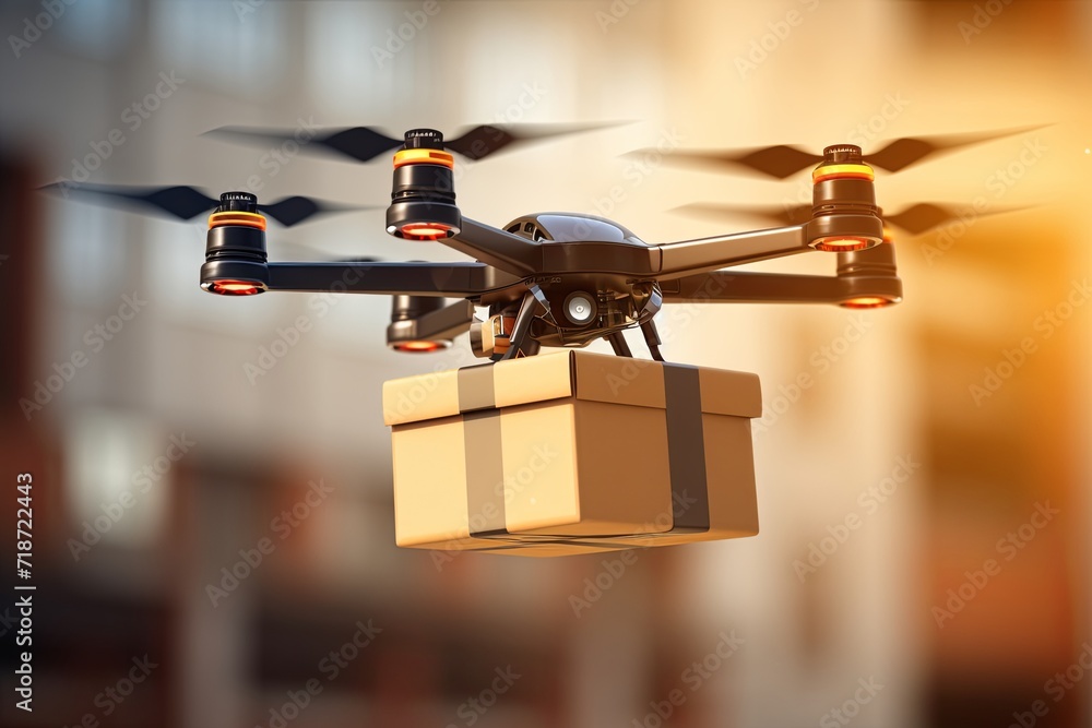 Dropshipping autonomous drone technology efficient parcel services. Aerial delivery, package ...