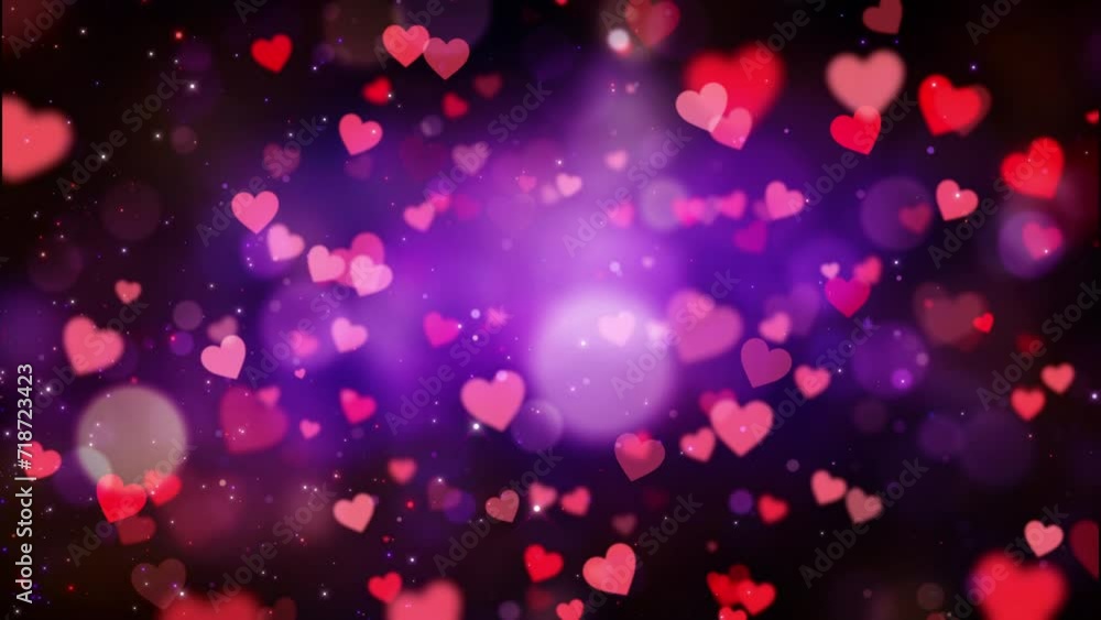 purple red heart shapes valentines day motion background Stock Video ...