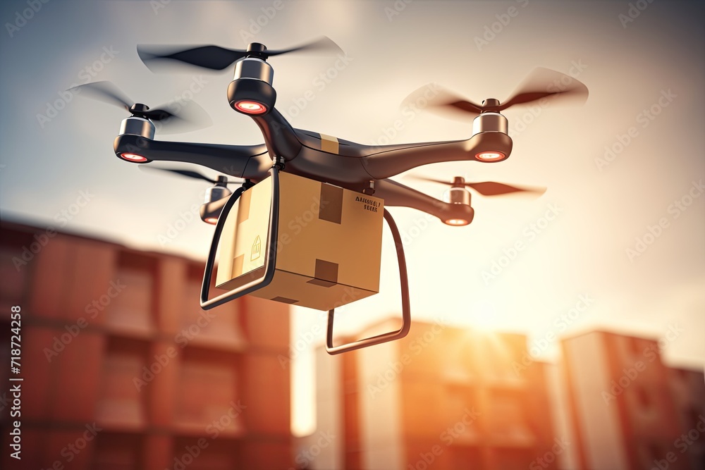 Robotic drone, hover technology, delivery logistics transport freight ...