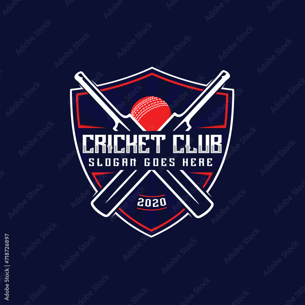 Cricket club logo design vector illustration. Badge emblem Cricket logo ...