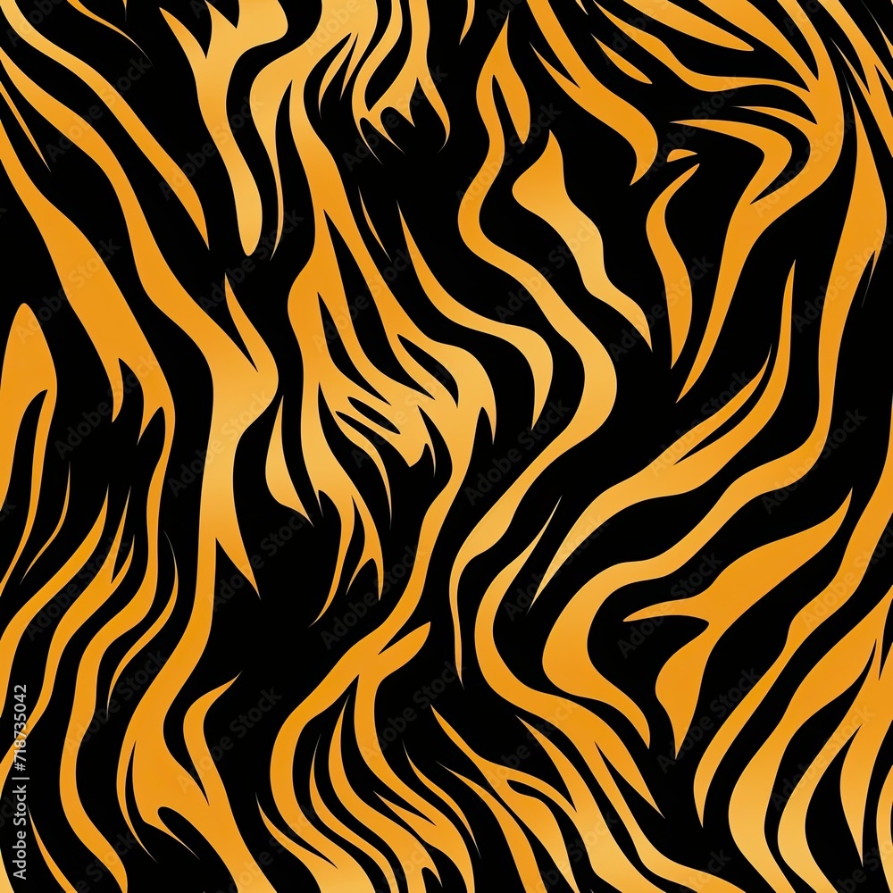 Seamless Black and Yellow Tiger Print Pattern for Textiles and Design ...