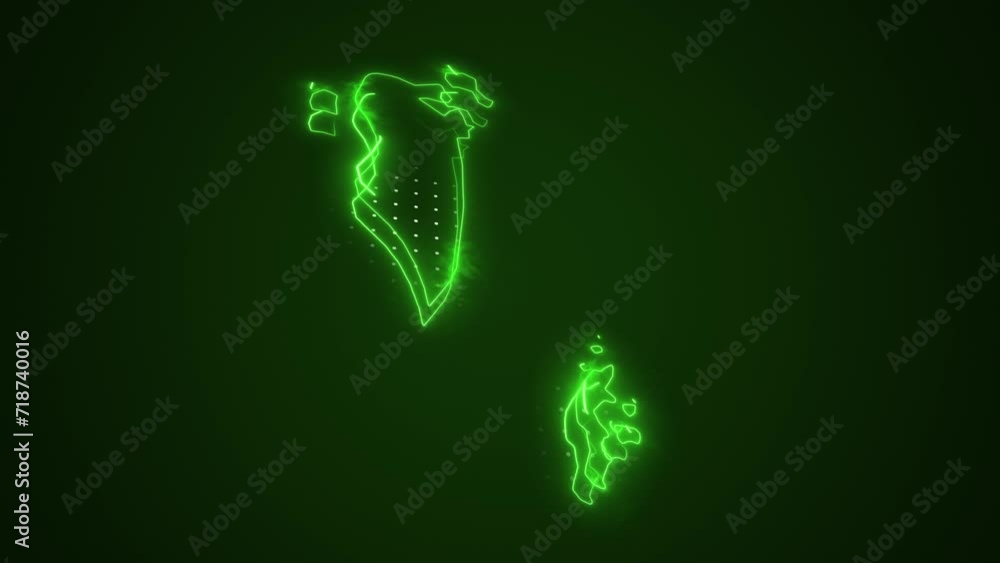 3D Neon Green Bahrain Map Borders Outline Loop Background. Neon Green ...