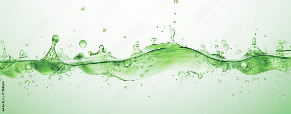 Green water splash with bubbles on white background. Liquid of splash ...