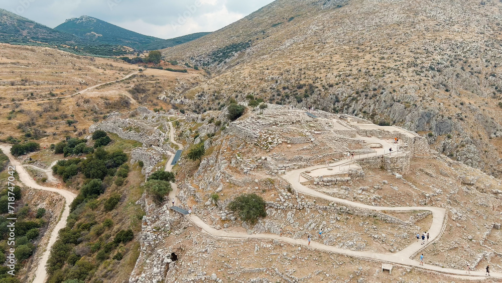 Mycenae, Greece. Excavation site: Greek settlement of the 12th century ...