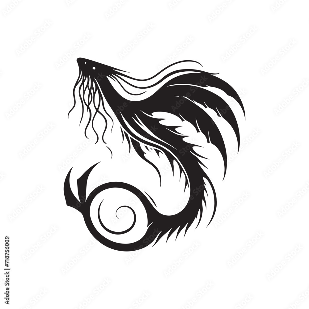 Leviathan's Enigma: Intricate Silhouettes of the Mythical Sea Monster ...