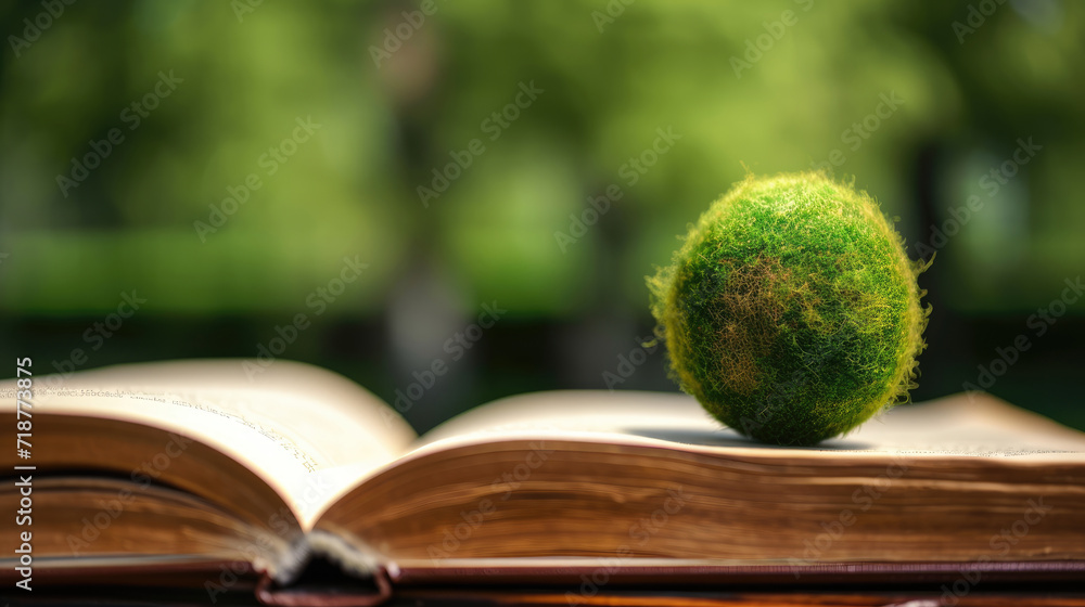 Environment Law. Green globe placed on a law book with icons. law for ...