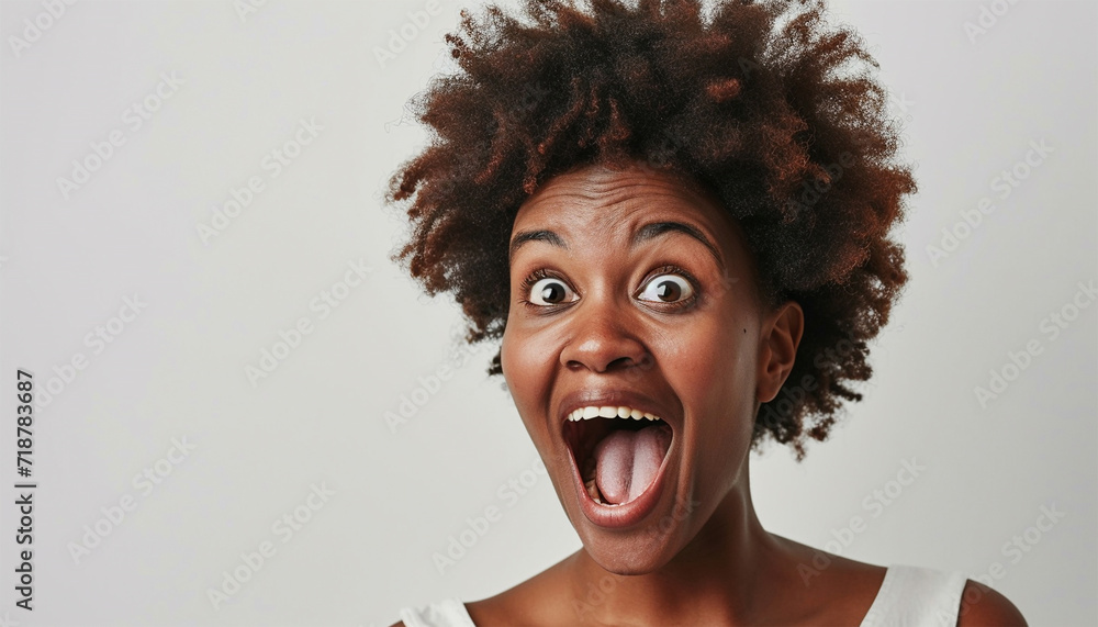 Excited overjoyed girl rejoice luck ecstatic facial expression. Happy ...