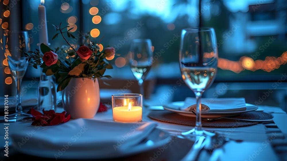 romantic dinner date, luxury fine dining background for poster and ...